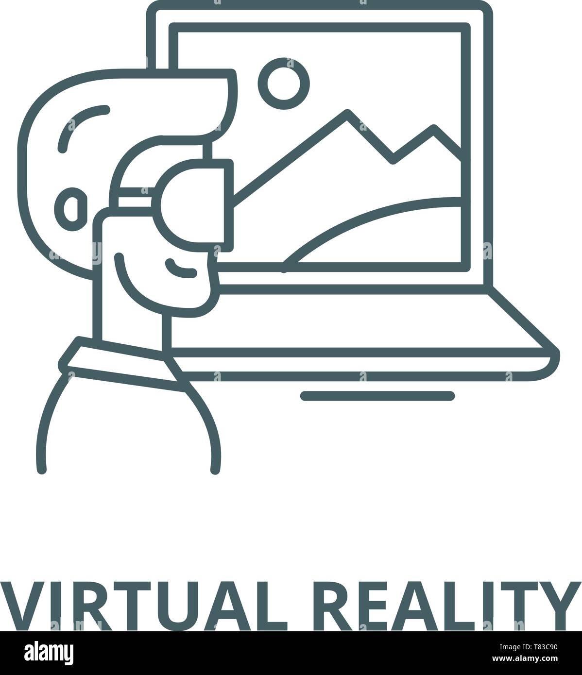 Virtual reality vector line icon, linear concept, outline sign, symbol ...