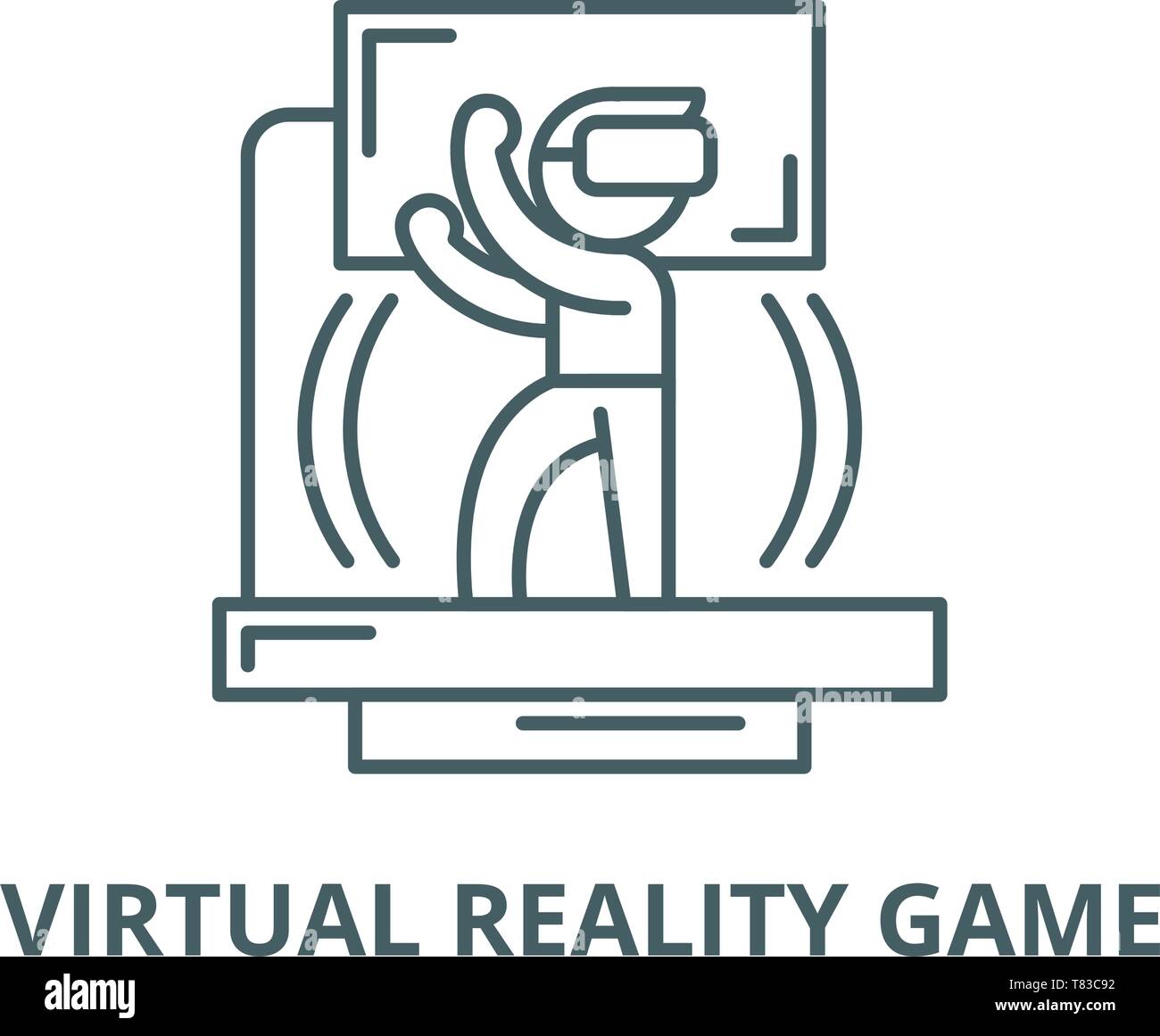 Virtual reality game vector line icon, linear concept, outline sign ...