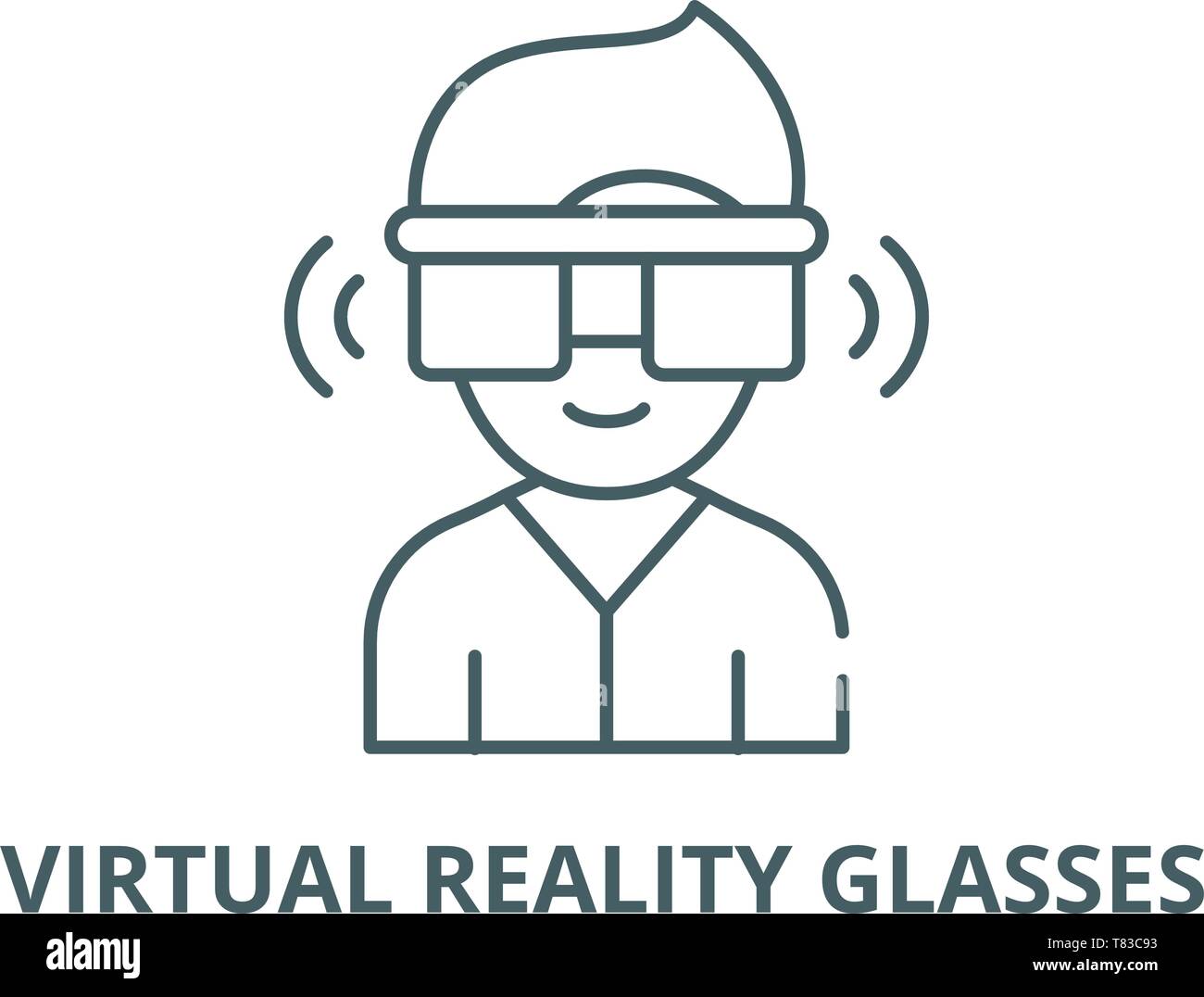 Virtual reality glasses vector line icon, linear concept, outline sign ...