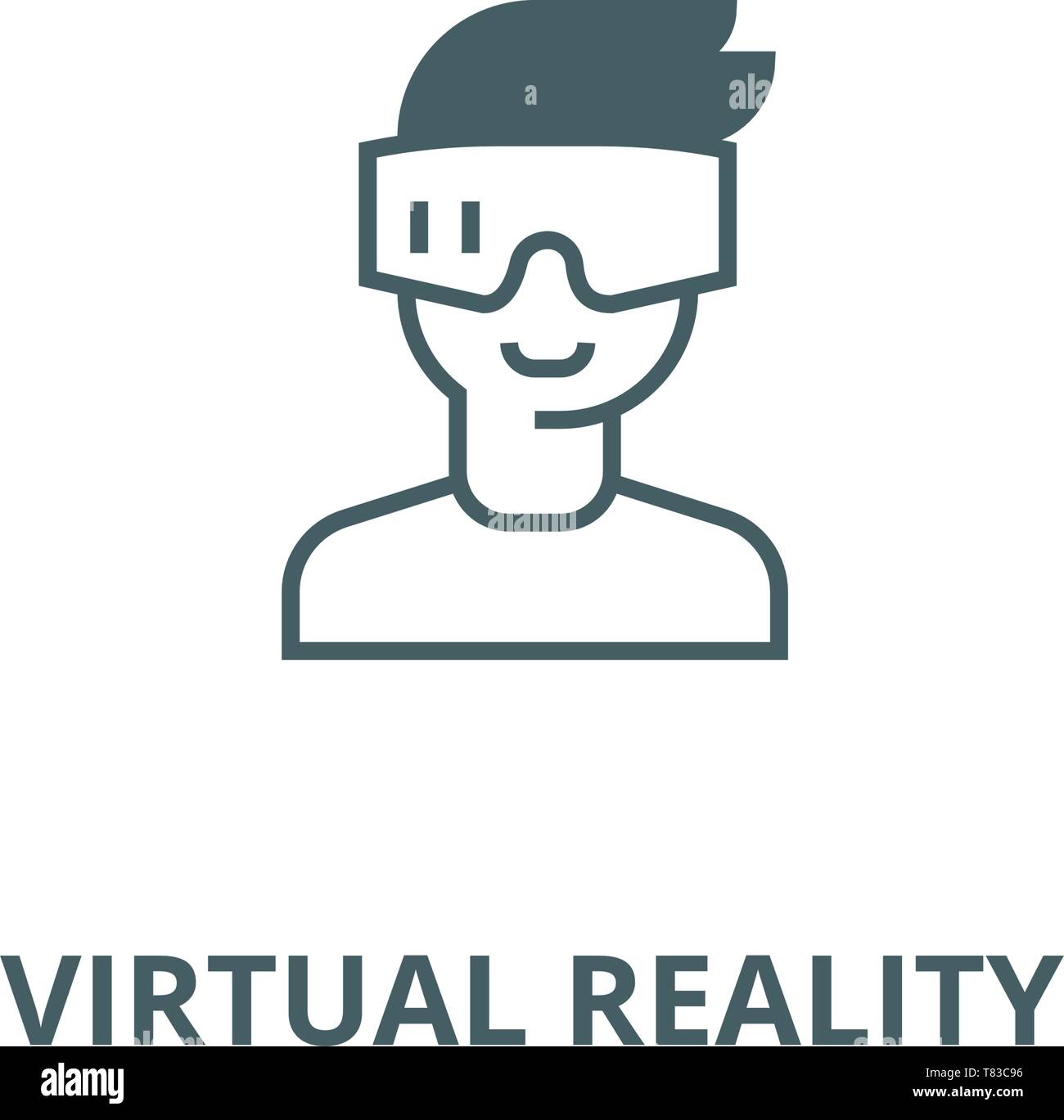 Virtual reality, glasses headset vector line icon, linear concept ...