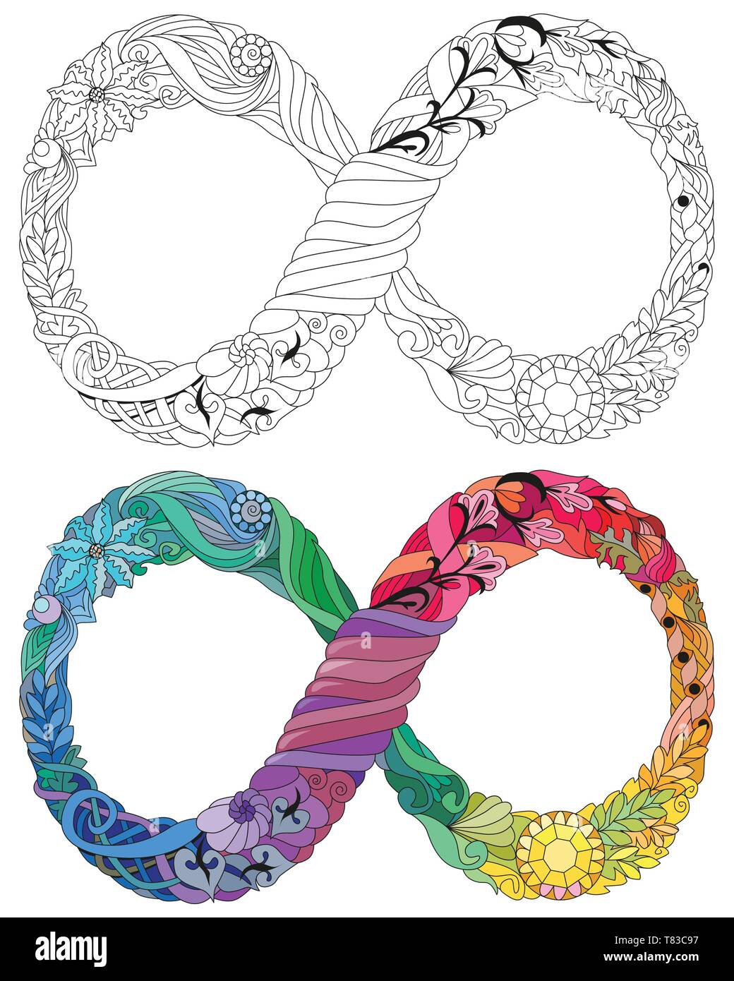 Vector illustration of an infinity symbol zentangle styled Stock Vector ...
