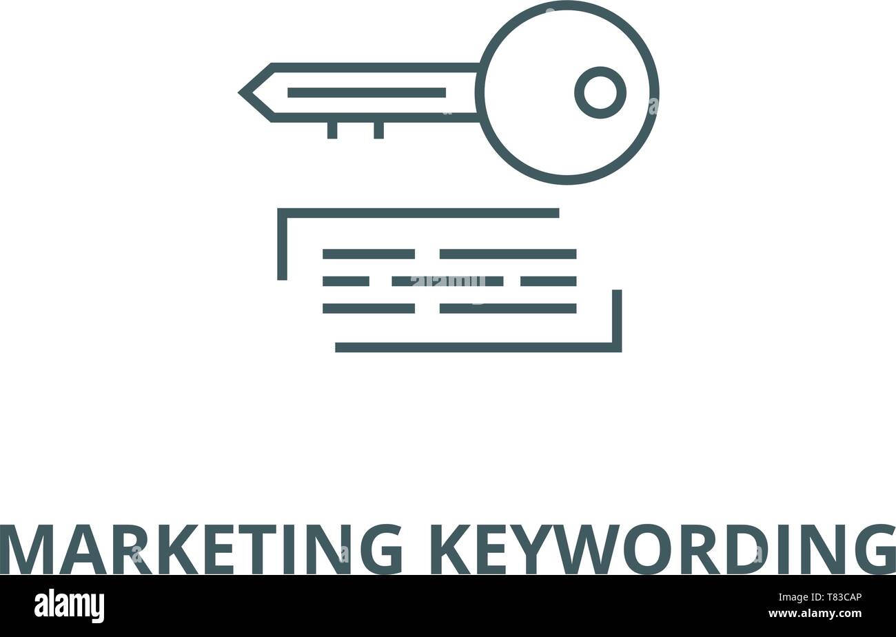Marketing keywording vector line icon, linear concept, outline sign ...