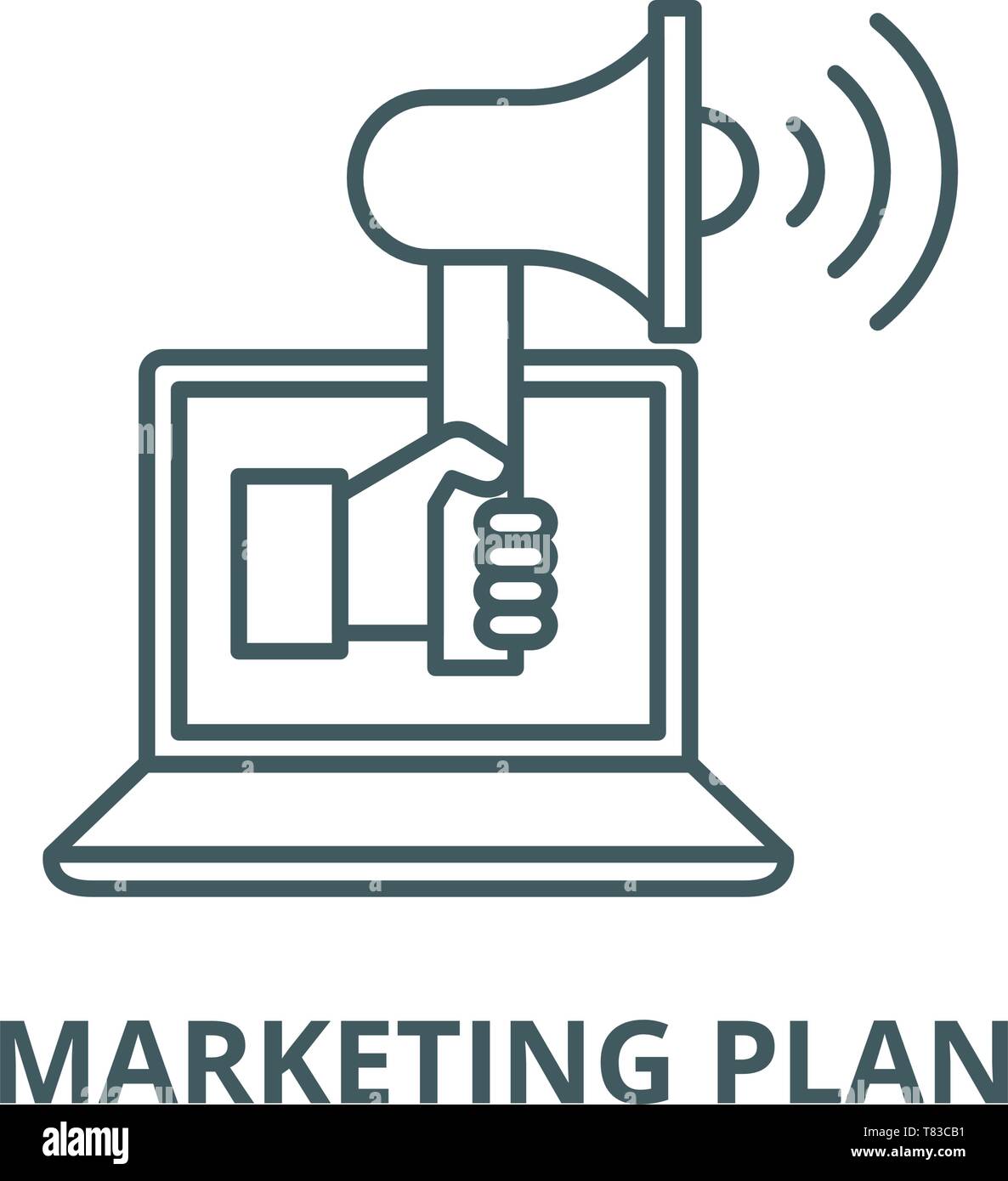 Marketing plan vector line icon, linear concept, outline sign, symbol ...
