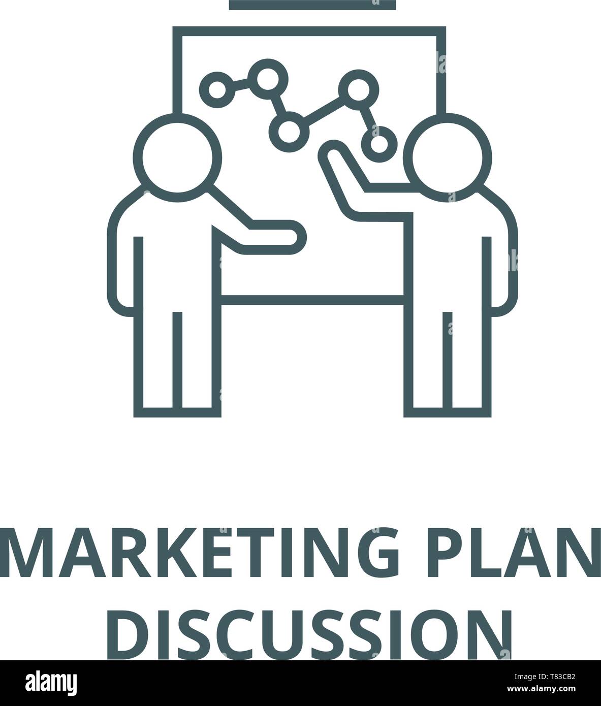 Marketing plan discussion vector line icon, linear concept, outline ...