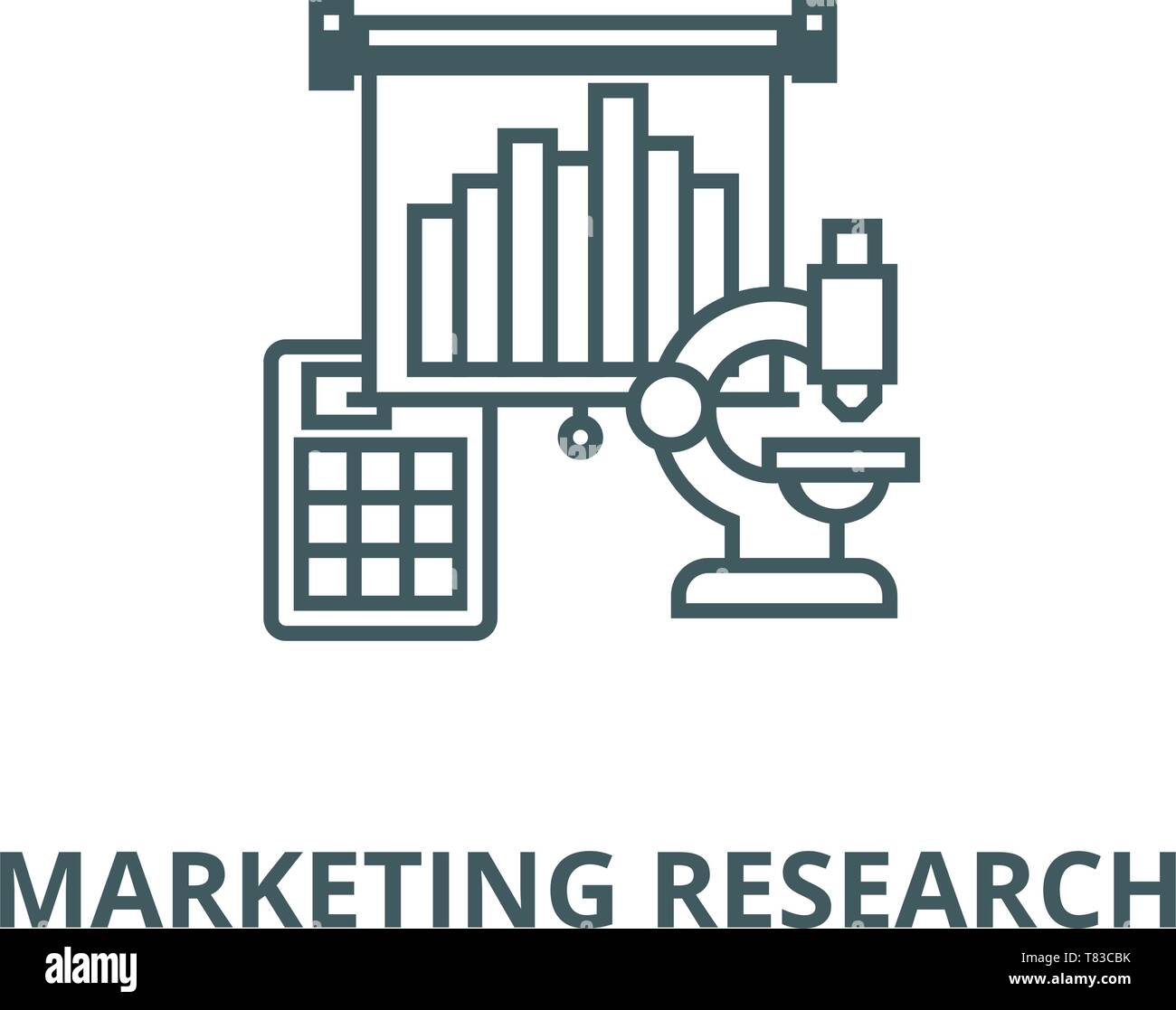 Marketing research,microscope, vector line icon, linear concept ...