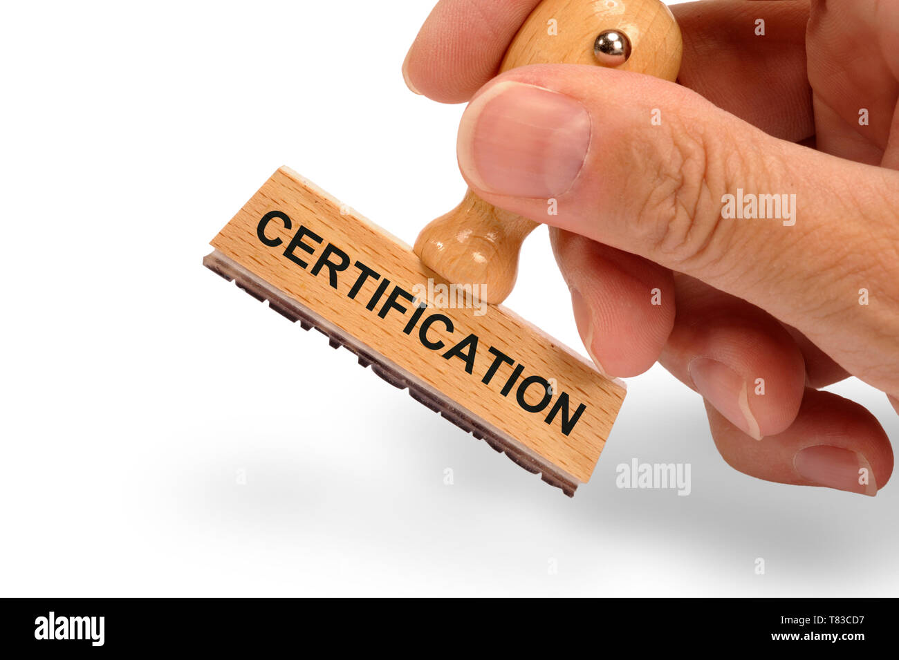 certification printed on rubber stamp Stock Photo - Alamy