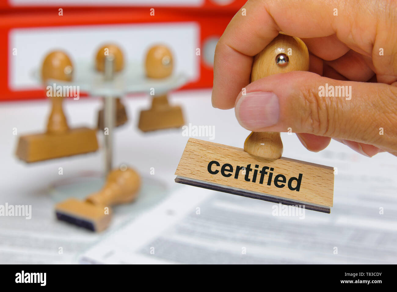certified printed on rubber stamp Stock Photo - Alamy