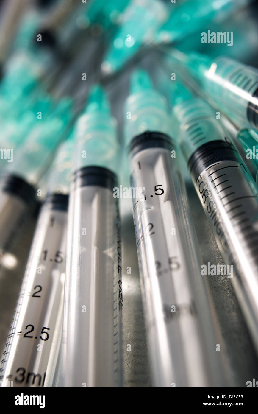 Close-up of a group of syringes Stock Photo - Alamy