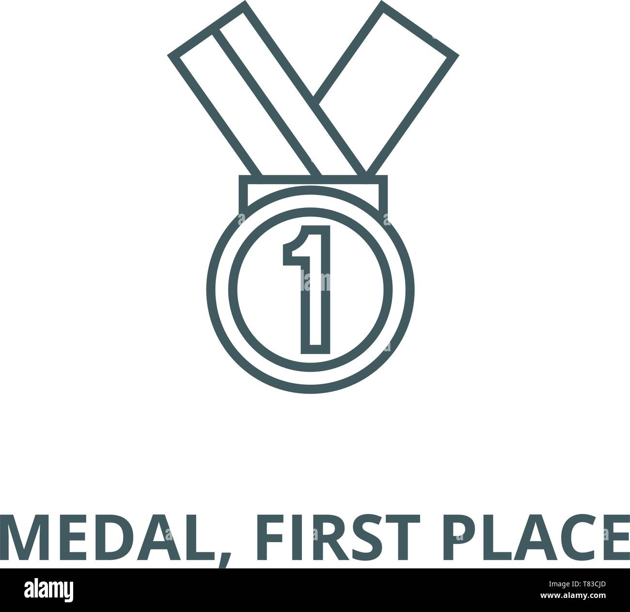 Medal, first place vector line icon, linear concept, outline sign ...