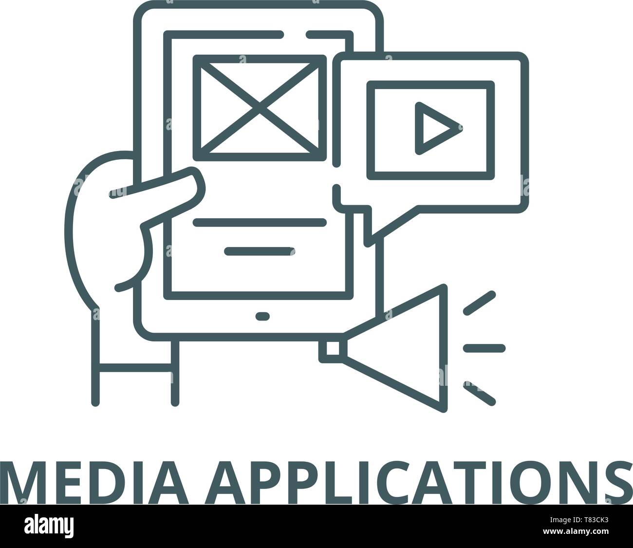 Media applications vector line icon, linear concept, outline sign ...
