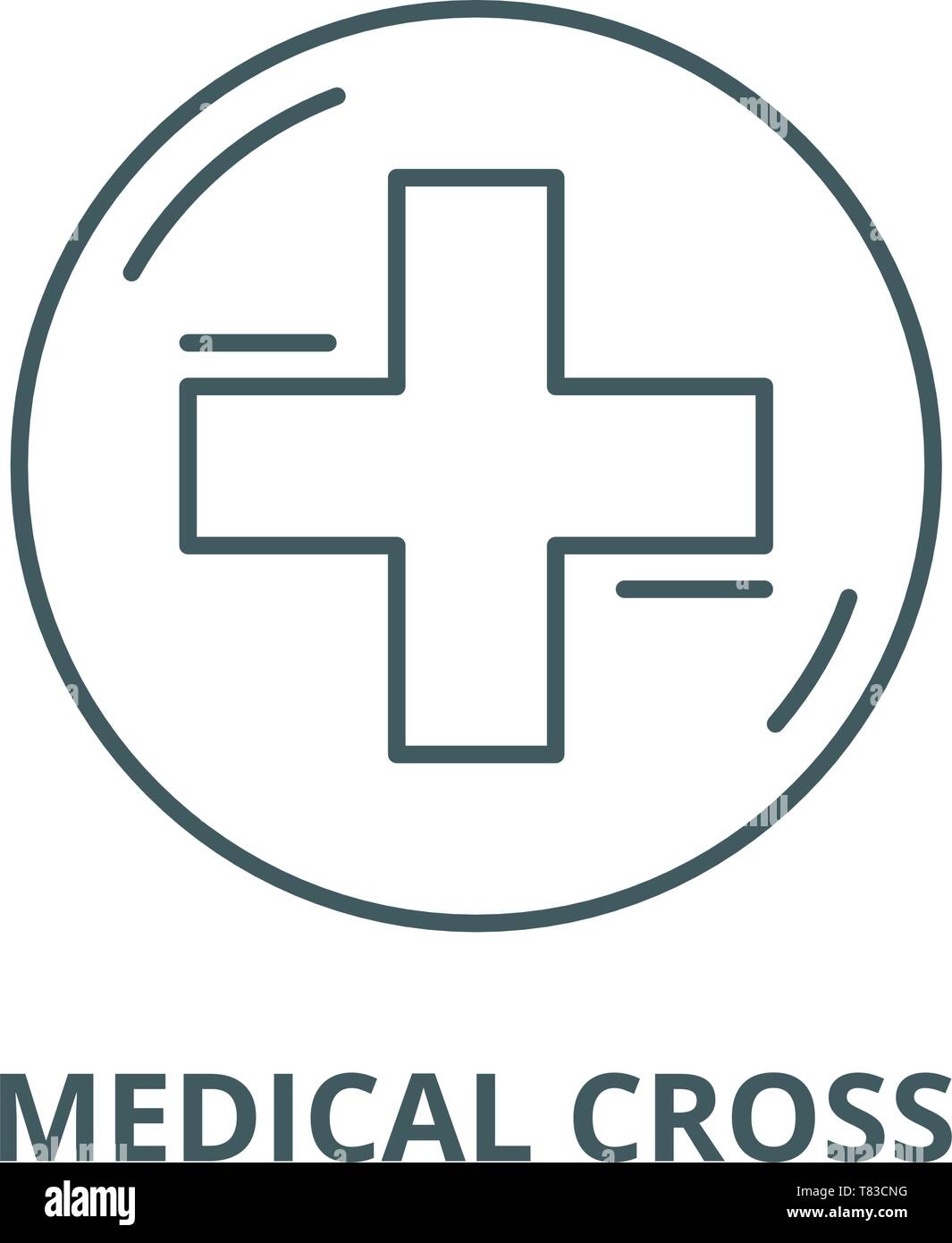 Medical cross vector line icon, linear concept, outline sign, symbol ...