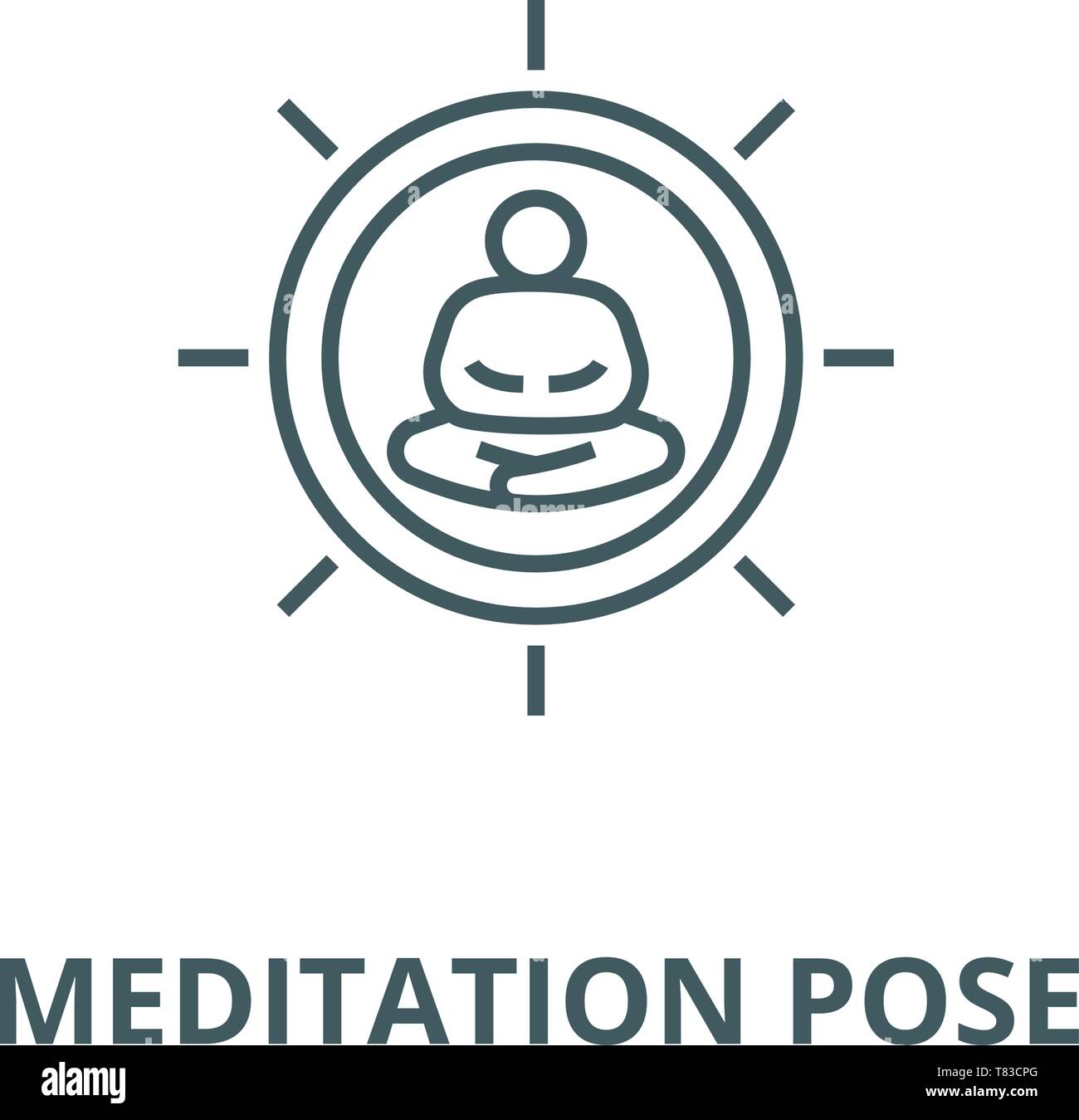 Meditation pose vector line icon, linear concept, outline sign, symbol ...