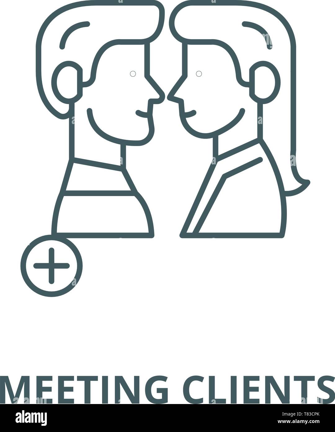 Meeting clients vector line icon, linear concept, outline sign, symbol ...