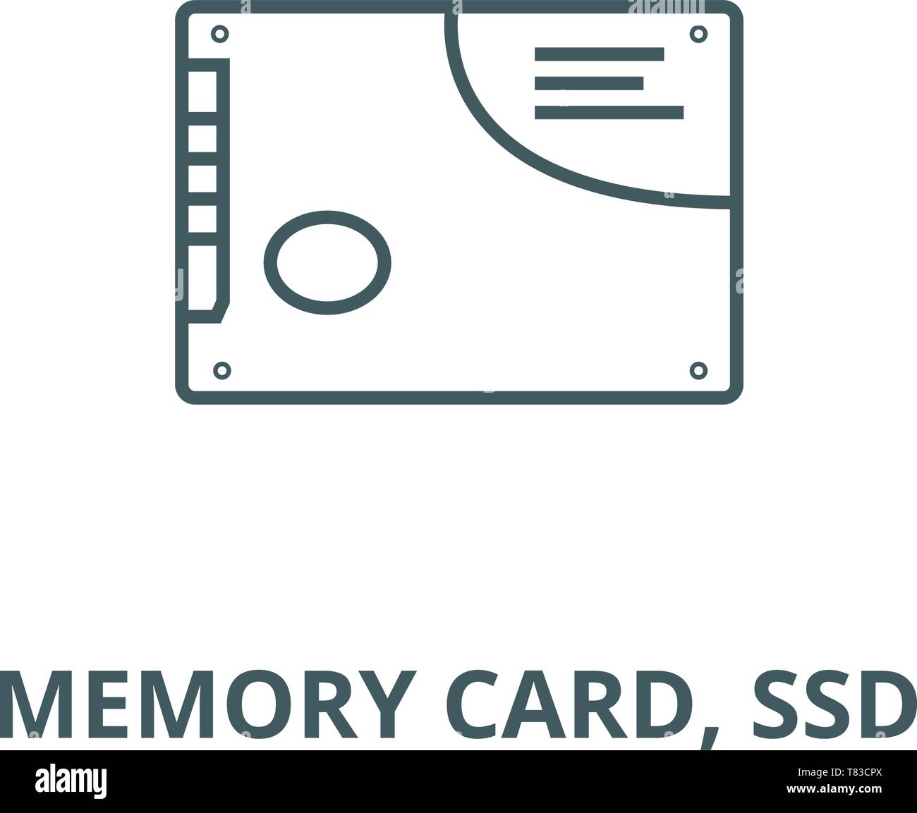 Memory card, ssd vector line icon, linear concept, outline sign, symbol ...