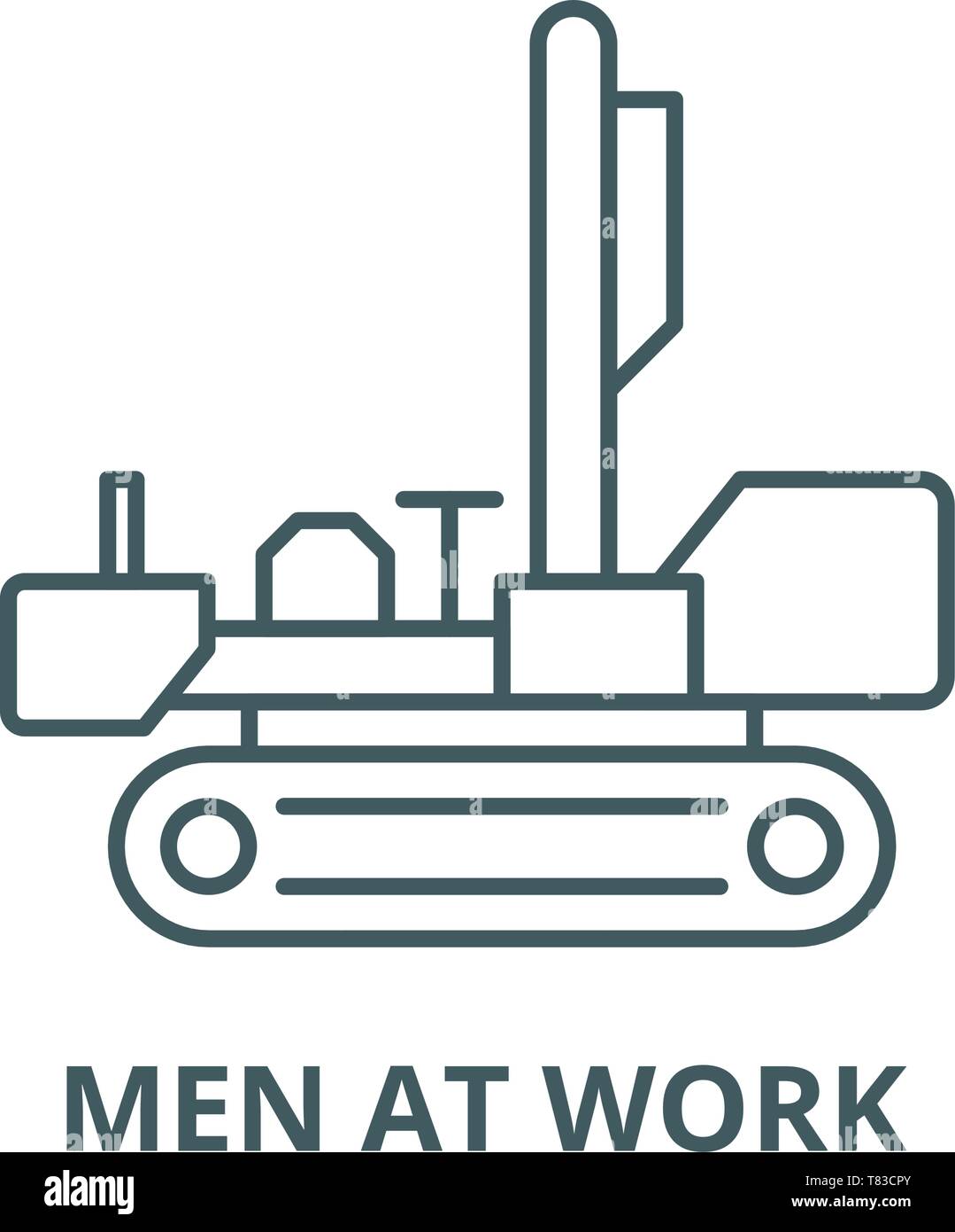 Men at work vector line icon, linear concept, outline sign, symbol ...