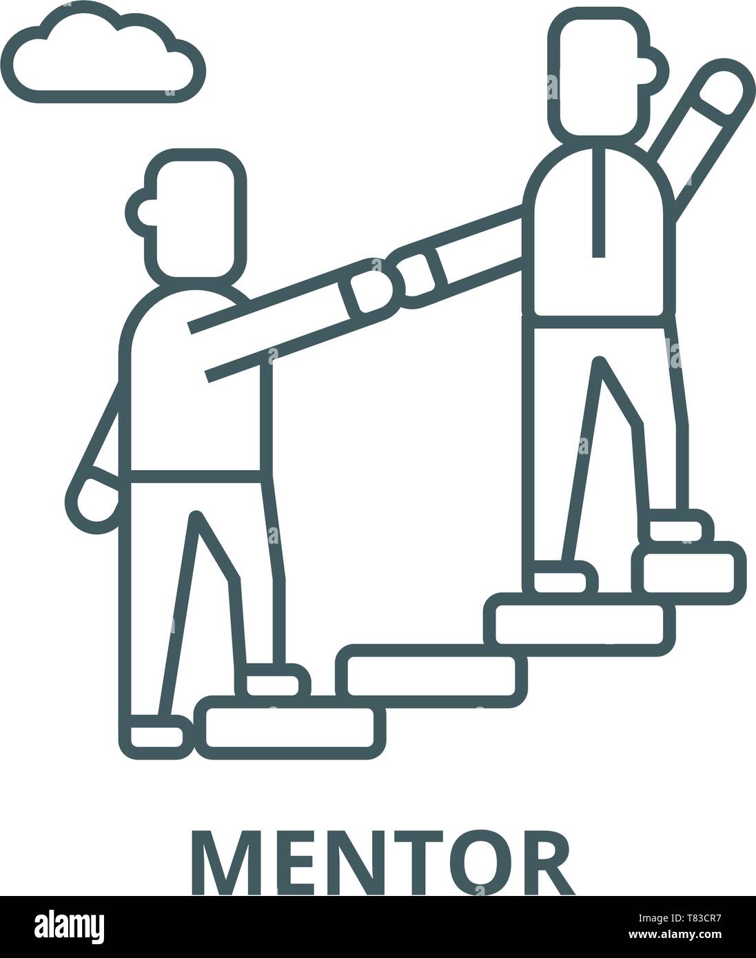 Mentor,helping,mentoring,achieving goal vector line icon, linear ...