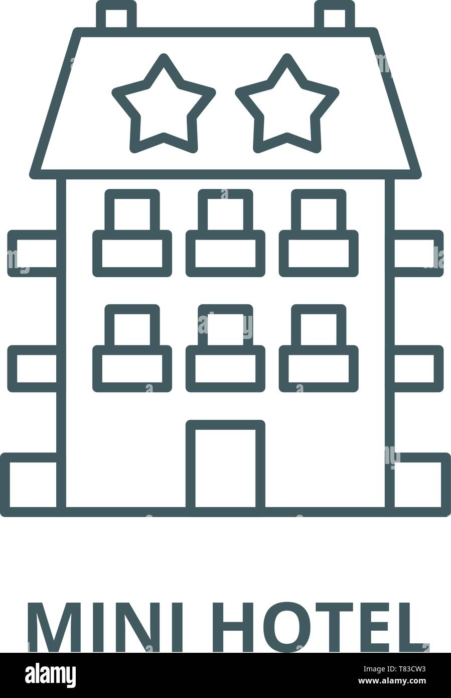 Mini hotel vector line icon, linear concept, outline sign, symbol Stock ...