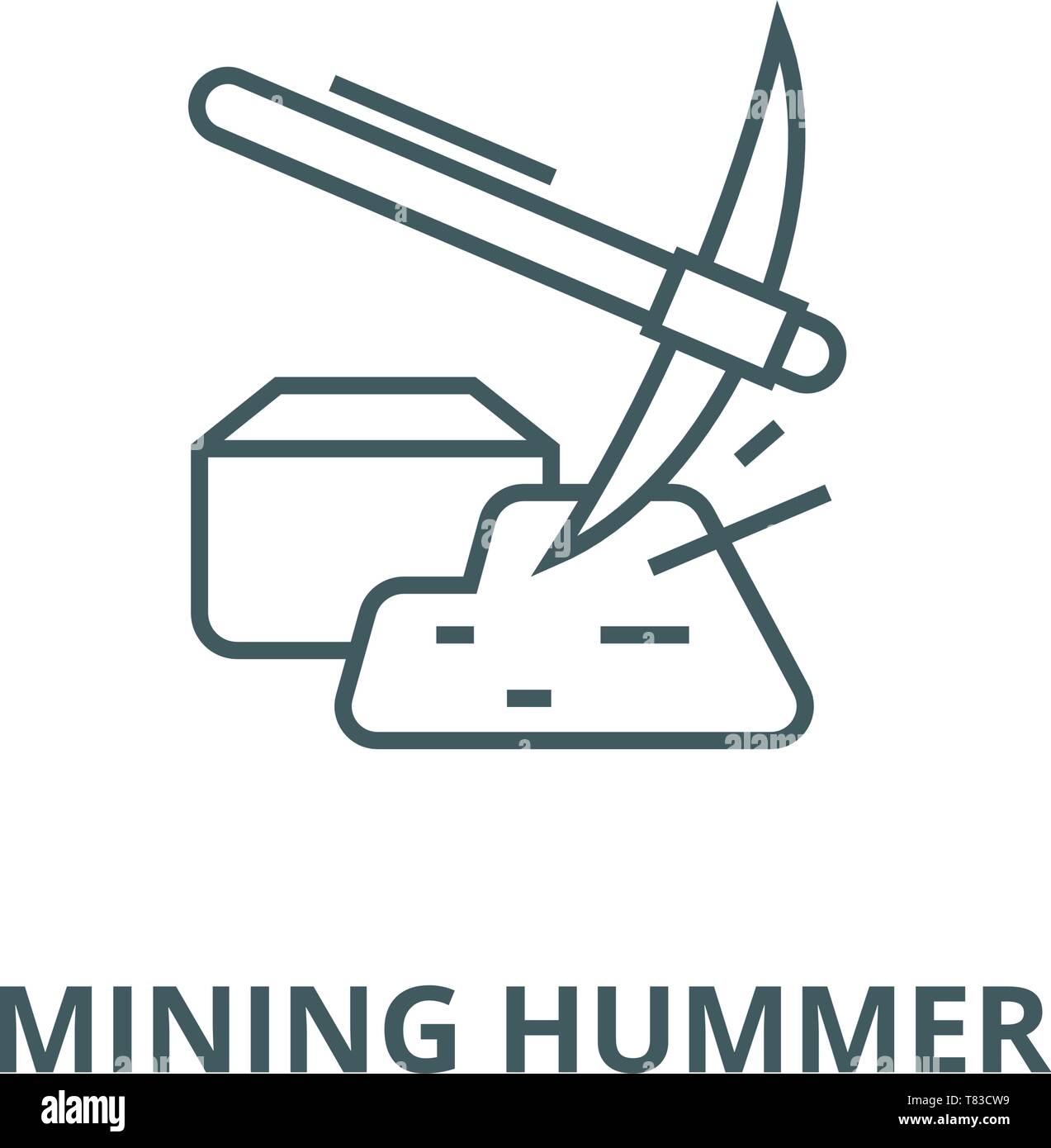 Mining hummer with gold vector line icon, linear concept, outline sign ...