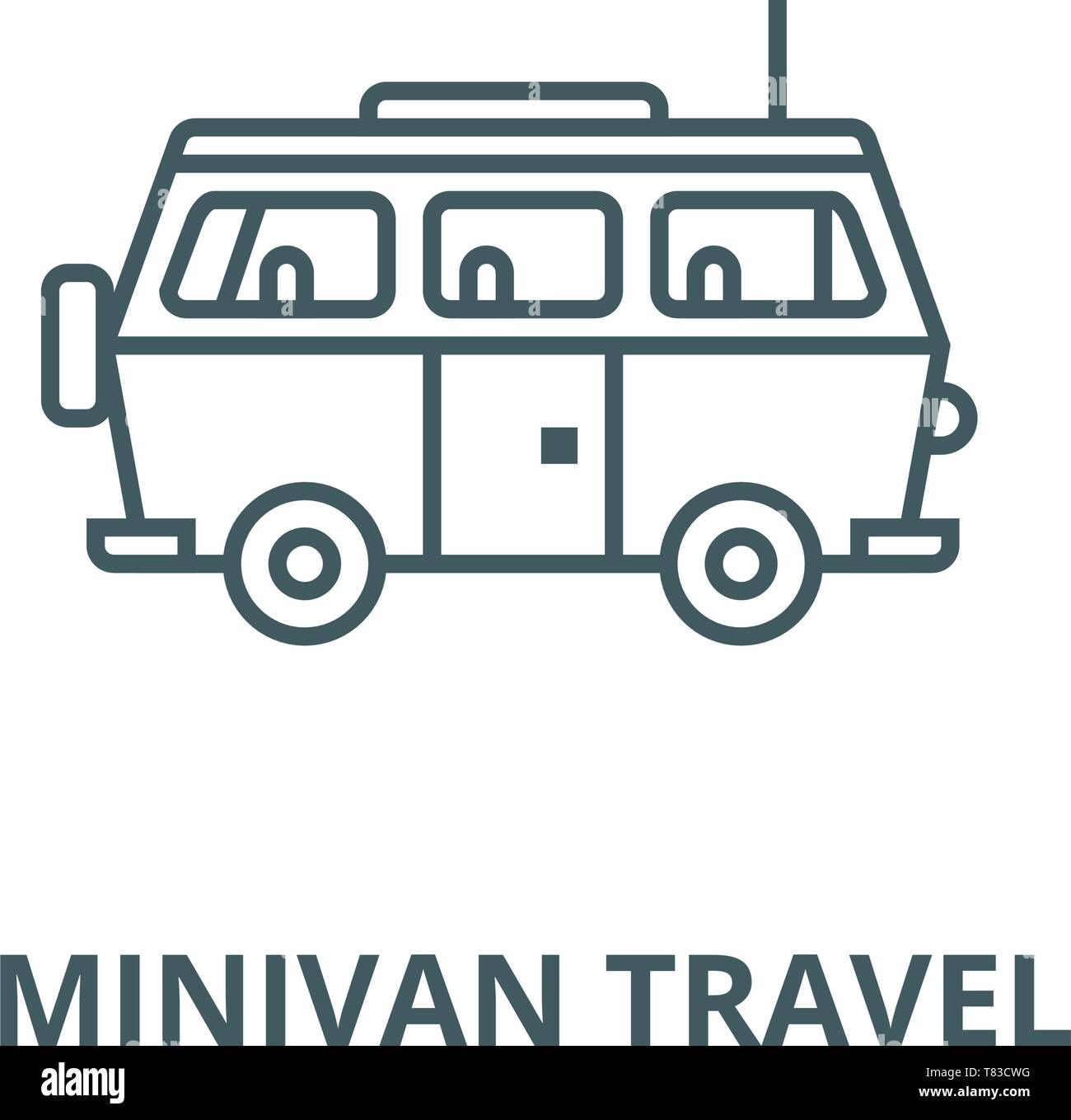 Minivan travel,family car vector line icon, linear concept, outline ...