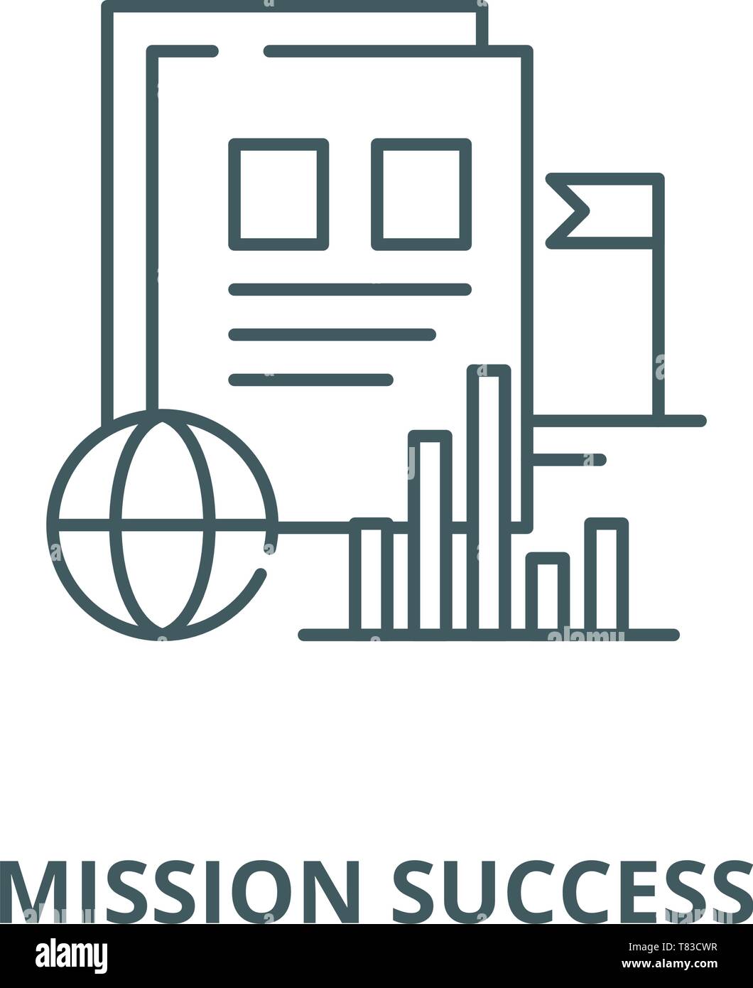 Mission success vector line icon, linear concept, outline sign, symbol ...