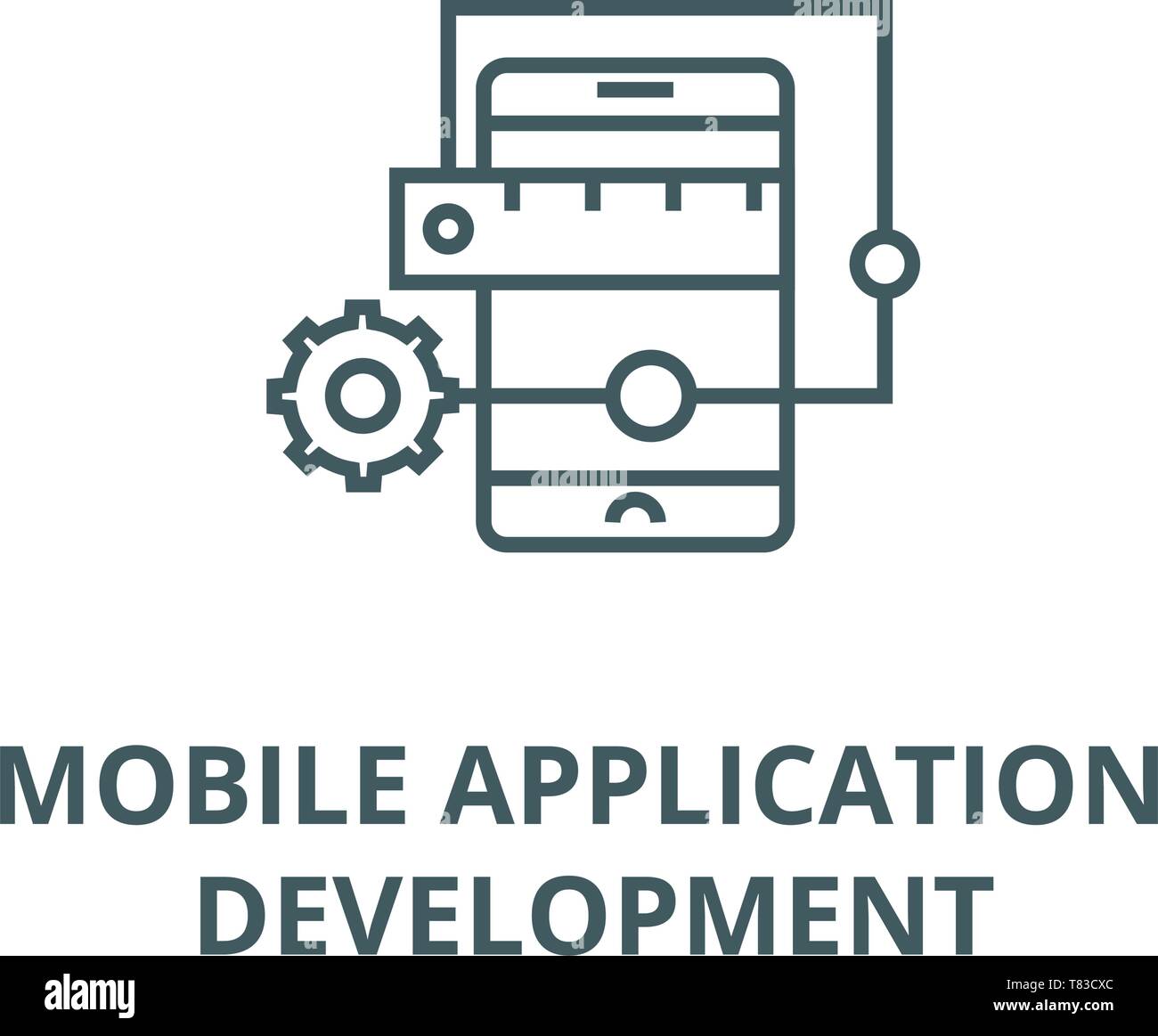Mobile application development vector line icon, linear concept ...