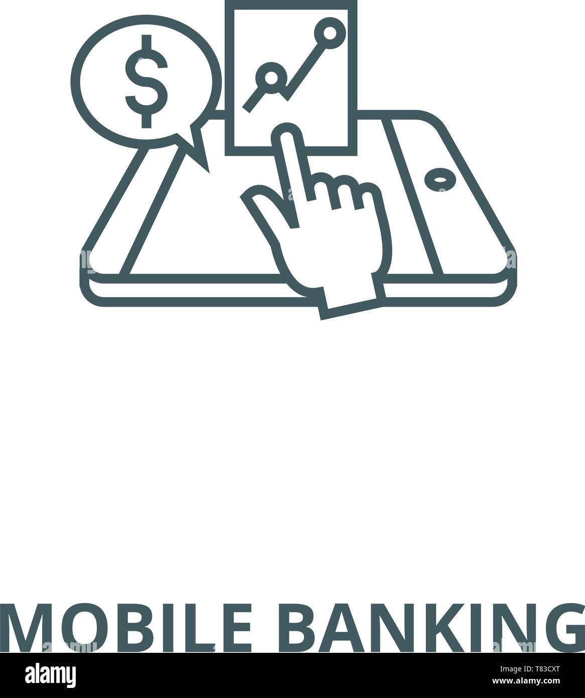 Mobile banking vector line icon, linear concept, outline sign, symbol ...