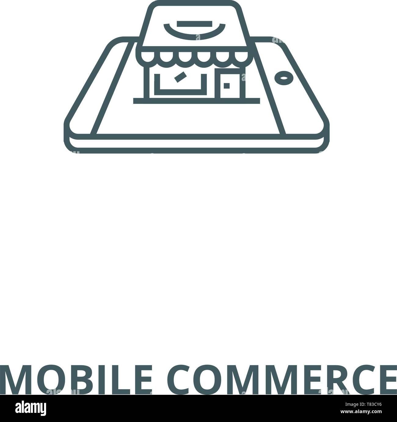 Mobile commerce vector line icon, linear concept, outline sign, symbol ...