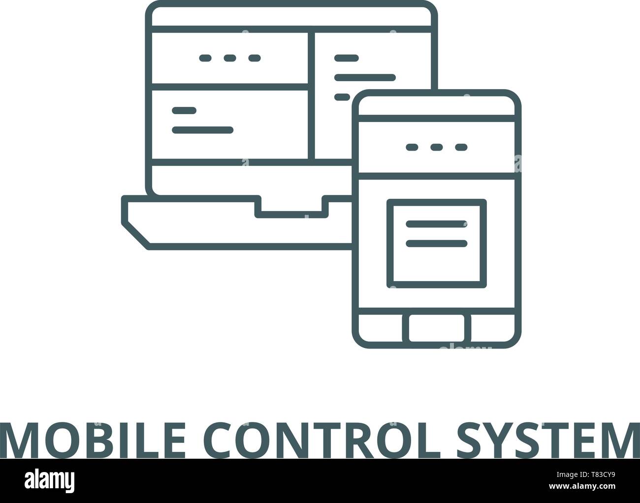 Mobile control system vector line icon, linear concept, outline sign ...