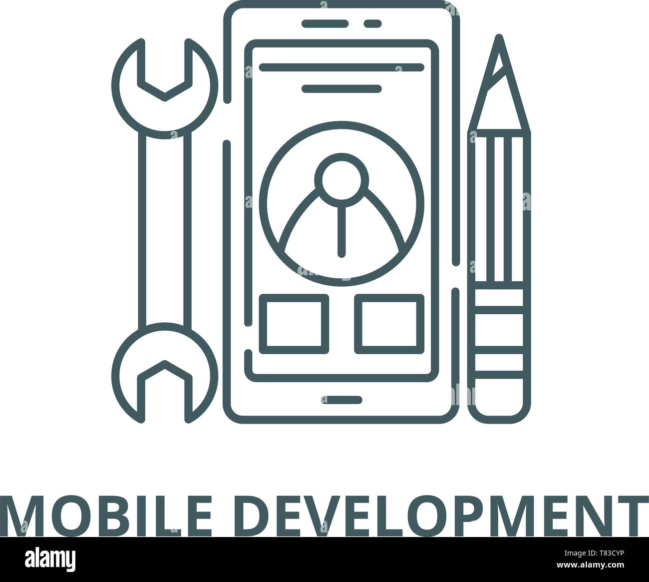 Mobile development vector line icon, linear concept, outline sign ...