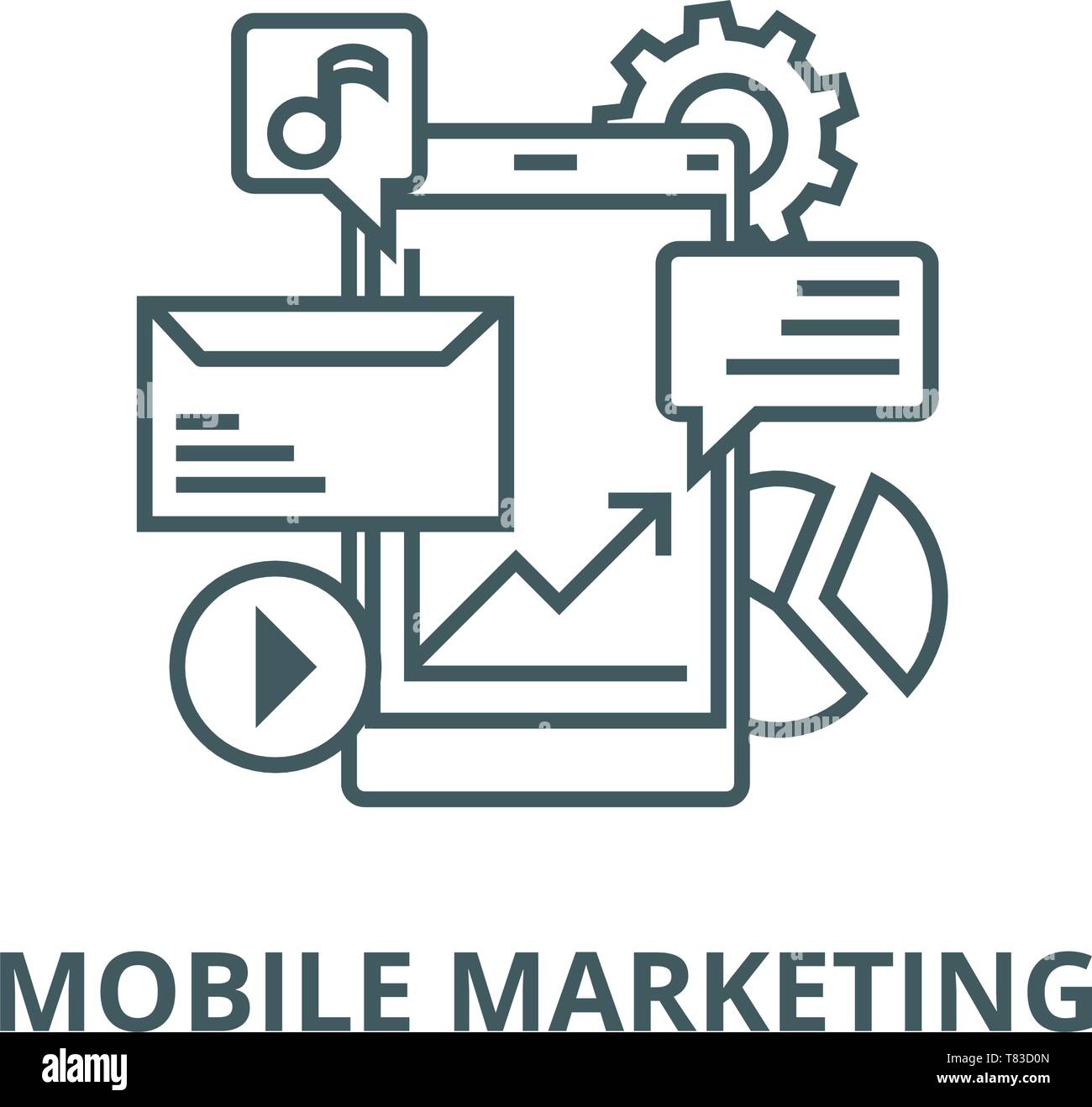 Mobile marketing vector line icon, linear concept, outline sign, symbol ...