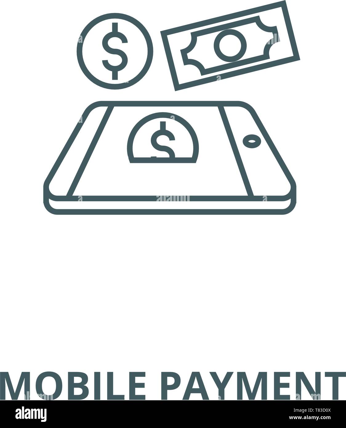 Mobile payment vector line icon, linear concept, outline sign, symbol ...