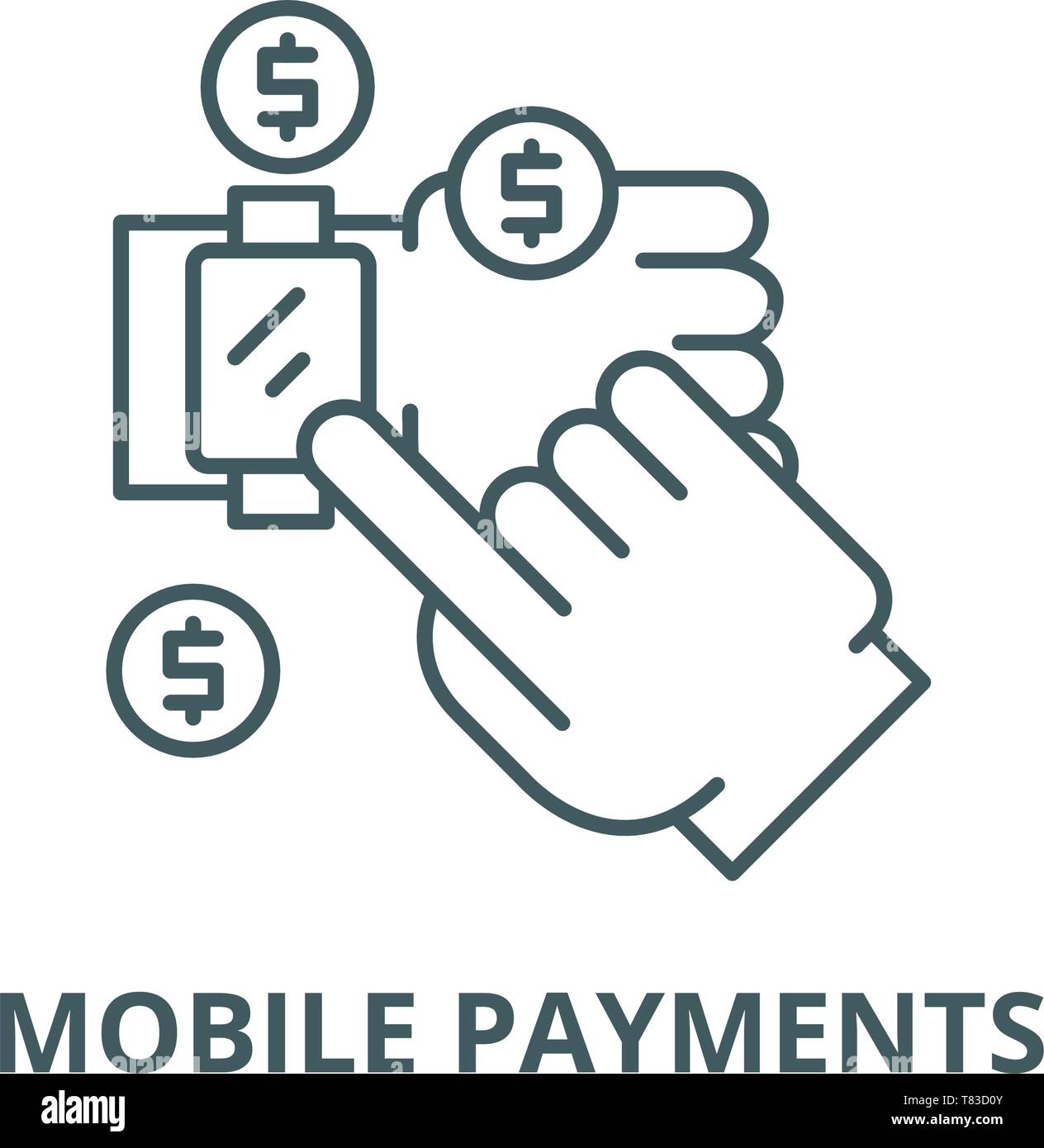 Mobile payments vector line icon, linear concept, outline sign, symbol ...