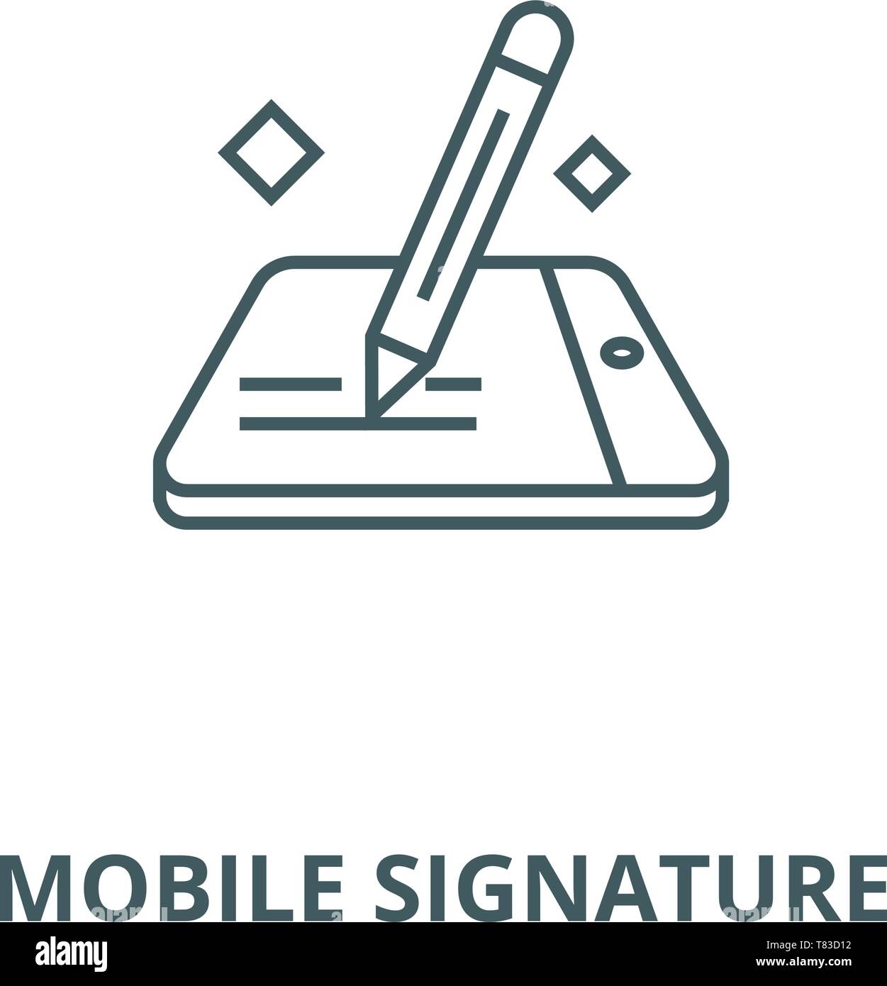 Mobile signature vector line icon, linear concept, outline sign, symbol ...