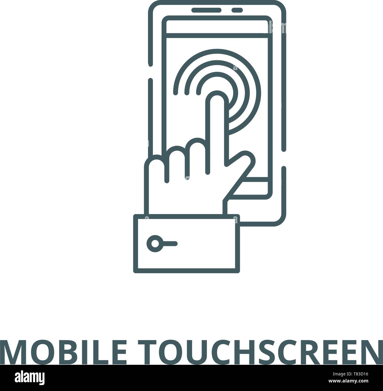Mobile touchscreen vector line icon, linear concept, outline sign ...