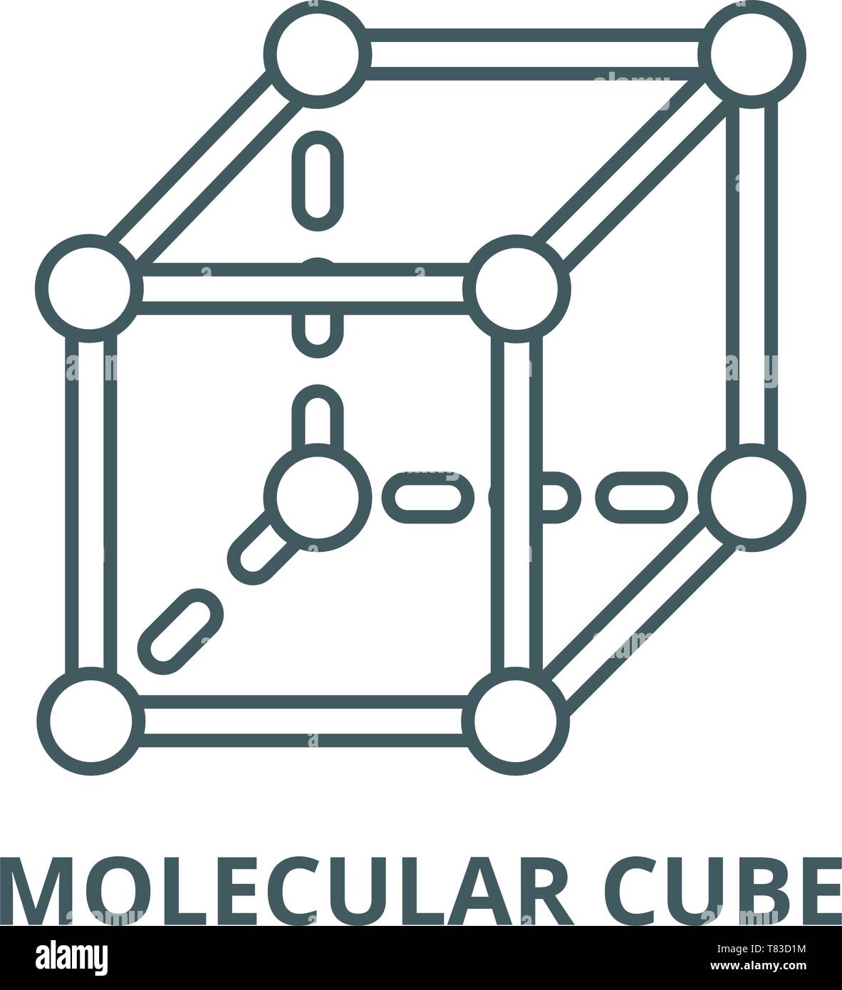 Molecular cube vector line icon, linear concept, outline sign, symbol ...