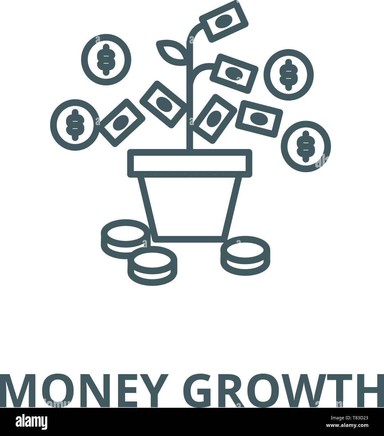 Money growth vector line icon, linear concept, outline sign, symbol ... Money growth vector line icon, linear concept, outline sign, symbol ...