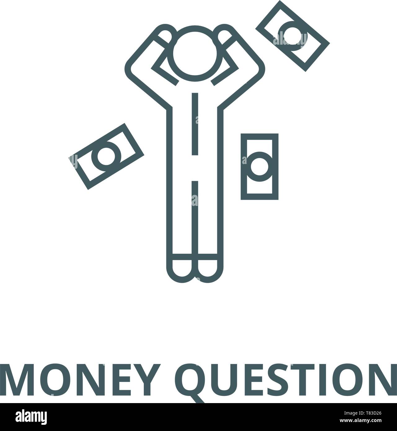 Money question man vector line icon, linear concept, outline sign ...