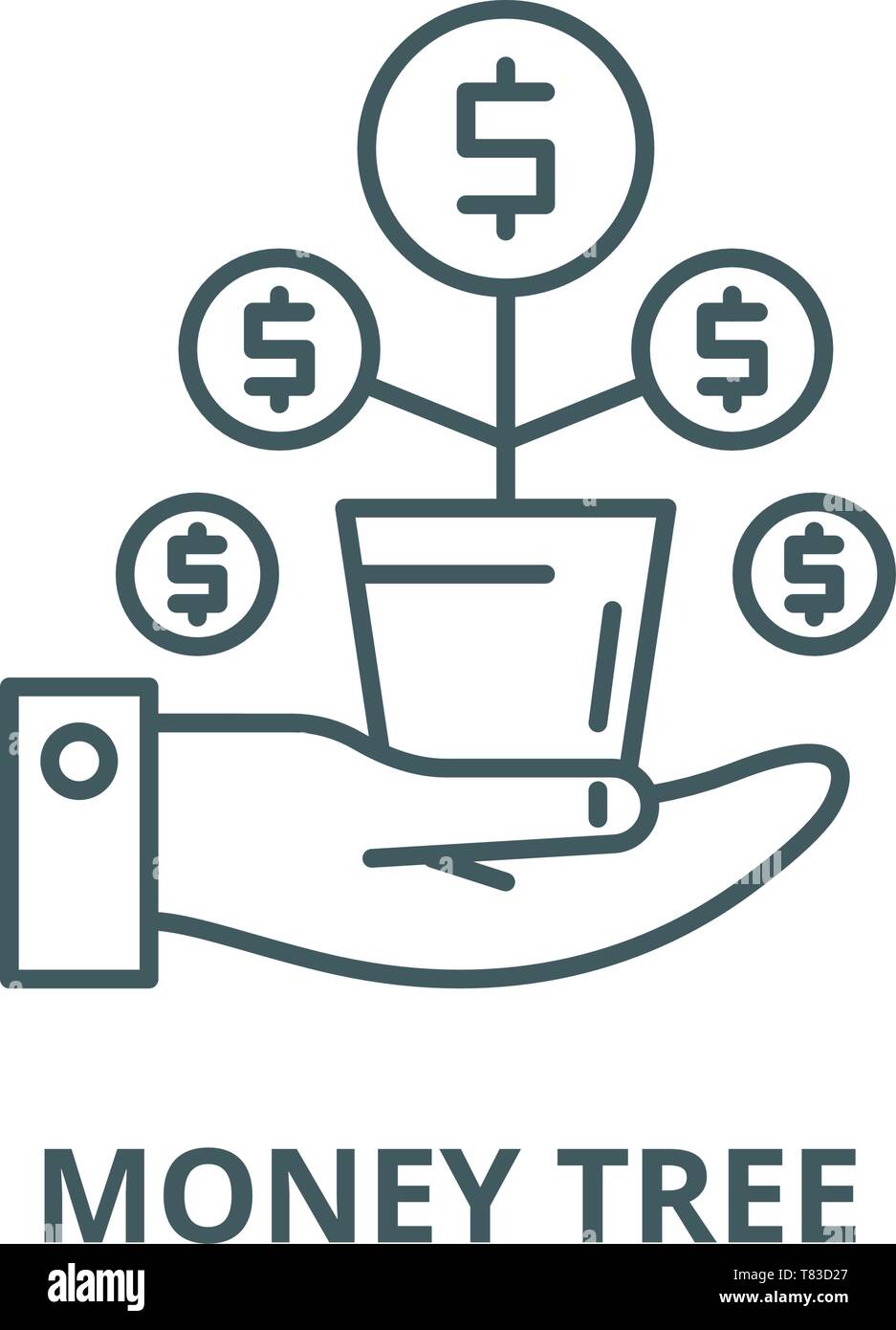Money tree vector line icon, linear concept, outline sign, symbol Stock ...