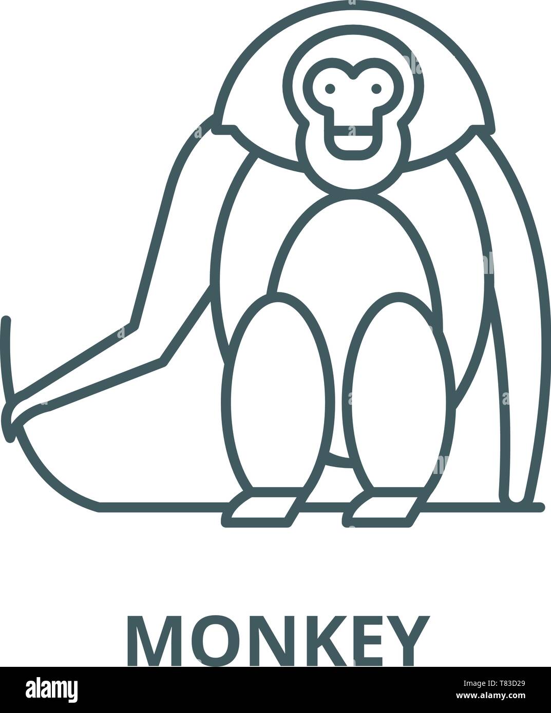 Monkey vector line icon, linear concept, outline sign, symbol Stock ...