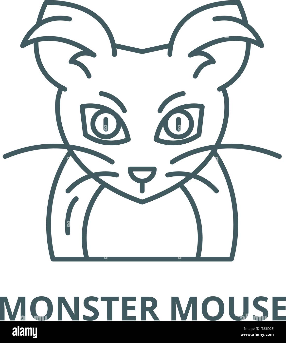 Monster mouse vector line icon, linear concept, outline sign, symbol ...
