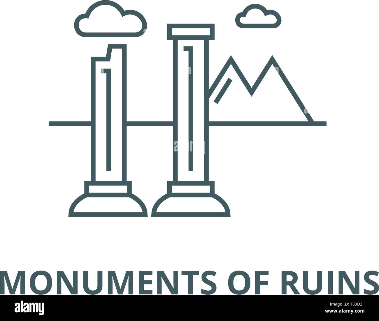 Monuments of ruins vector line icon, linear concept, outline sign ...