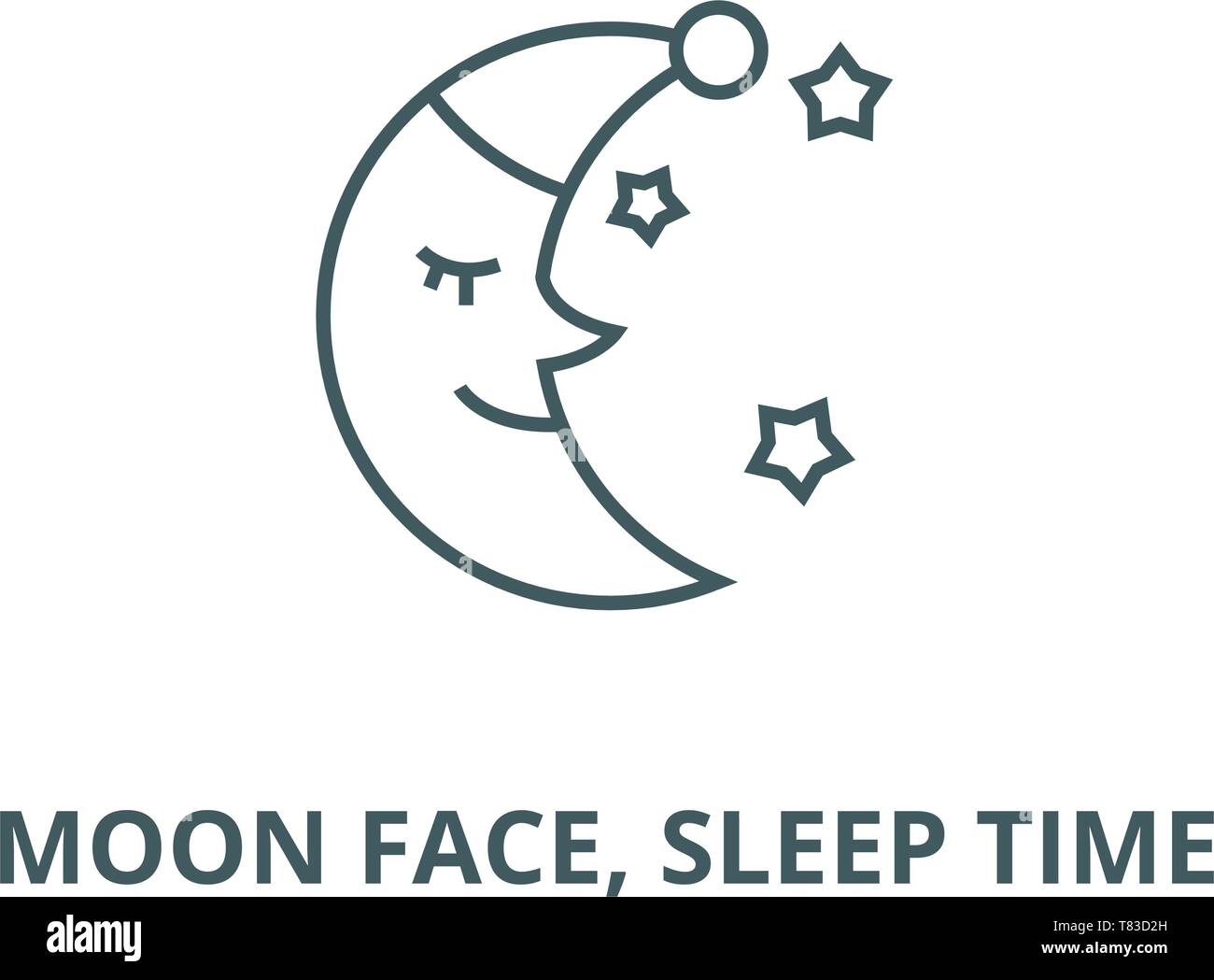 Moon face, sleep time vector line icon, linear concept, outline sign ...