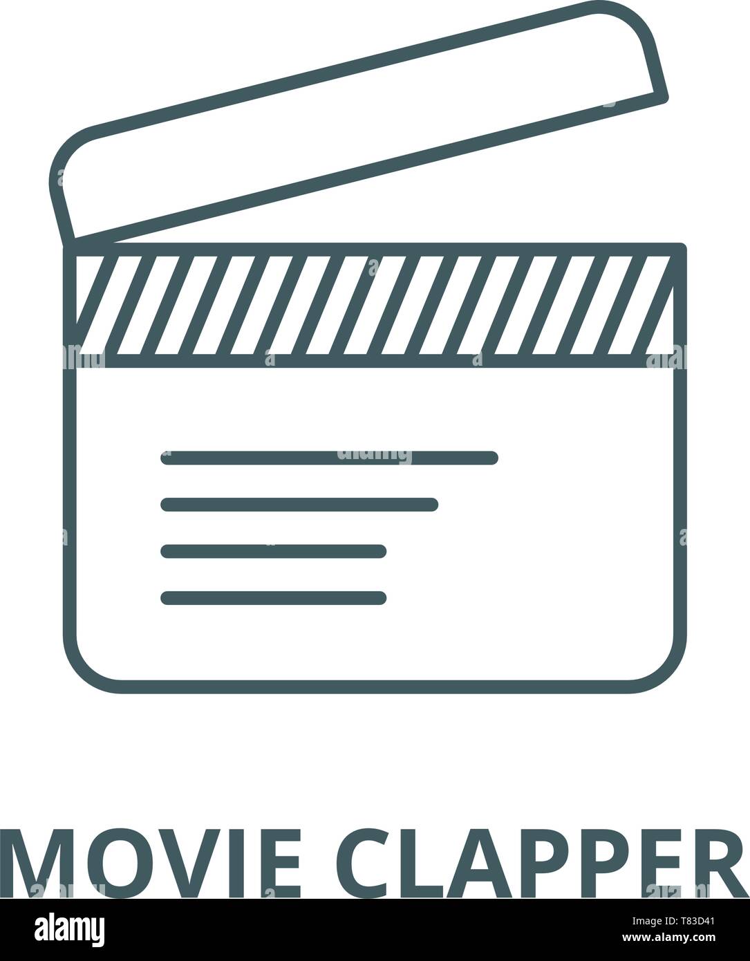 Movie clapper vector line icon, linear concept, outline sign, symbol ...