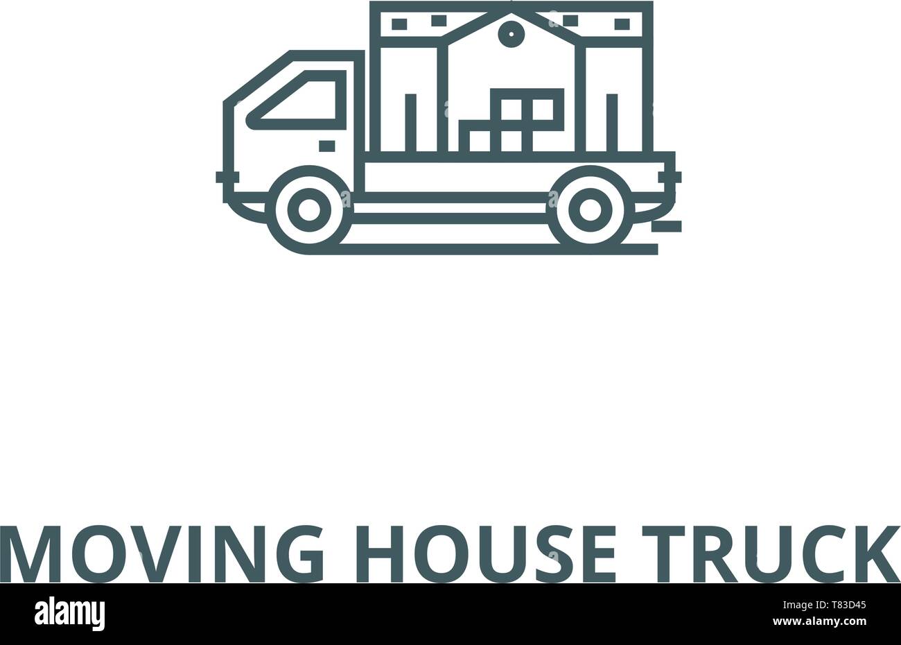 Moving house truck vector line icon, linear concept, outline sign ...