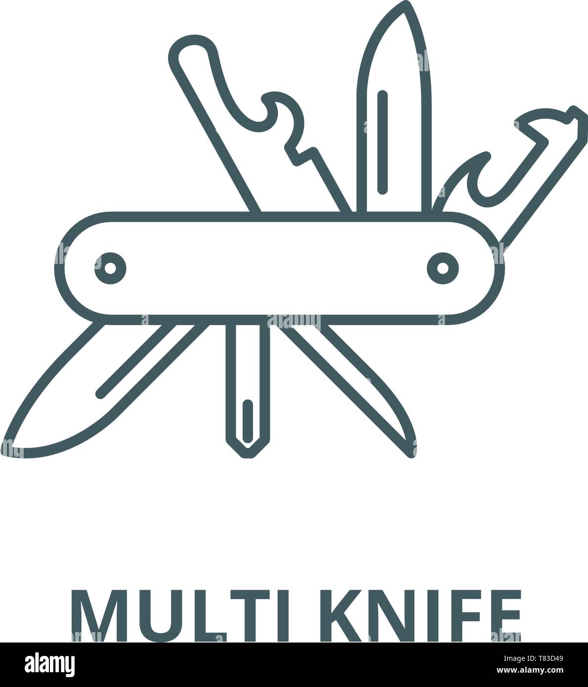 Multi knife vector line icon, linear concept, outline sign, symbol ...