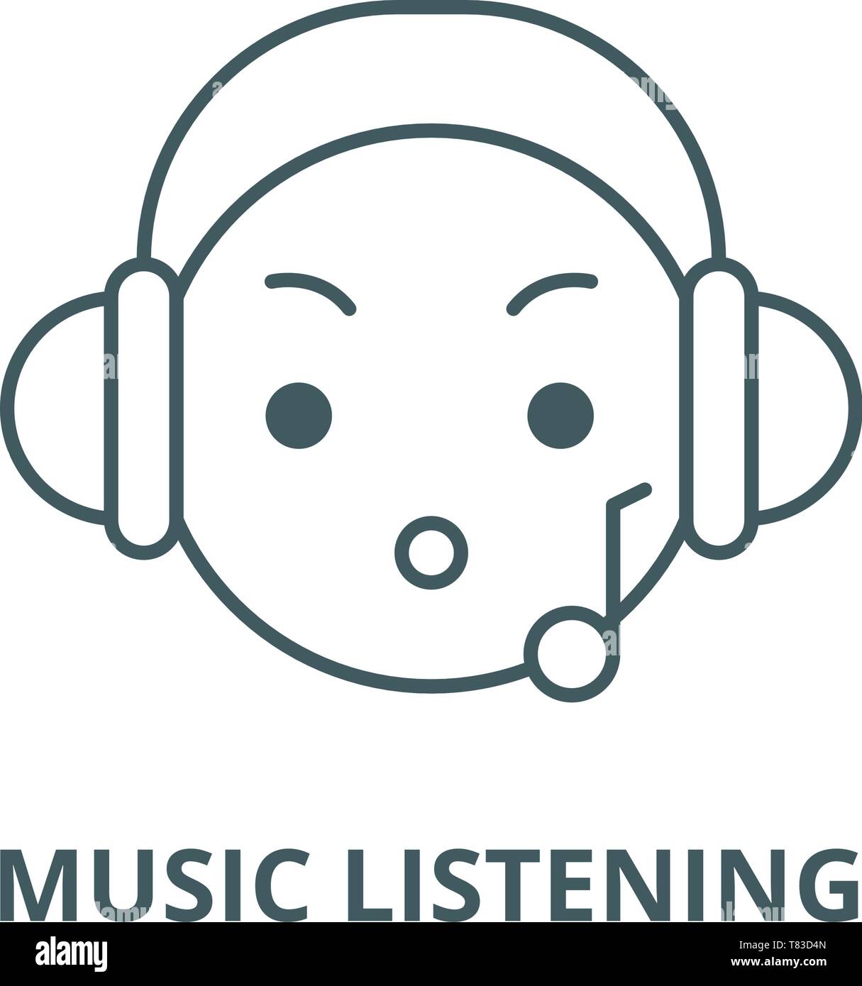 Music listening emoji vector line icon, linear concept, outline sign ...