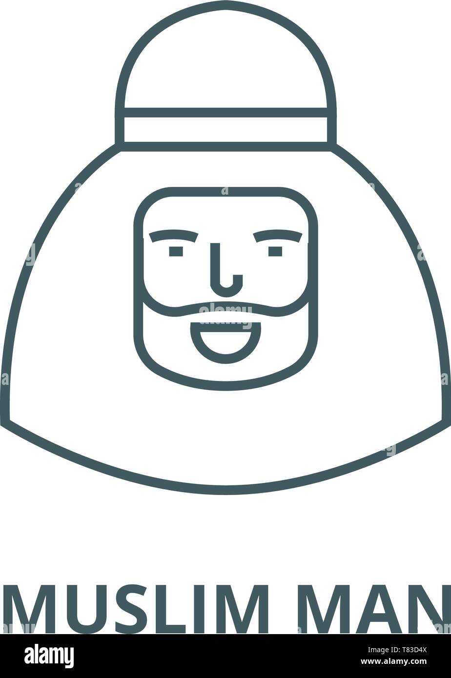 Muslim man vector line icon, linear concept, outline sign, symbol Stock ...