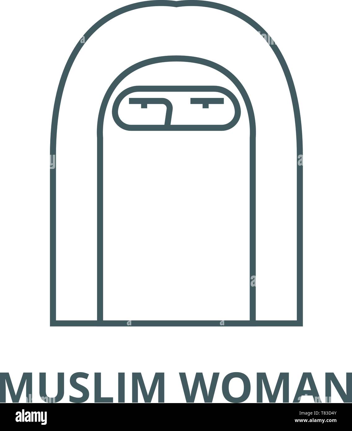 Muslim woman vector line icon, linear concept, outline sign, symbol ...