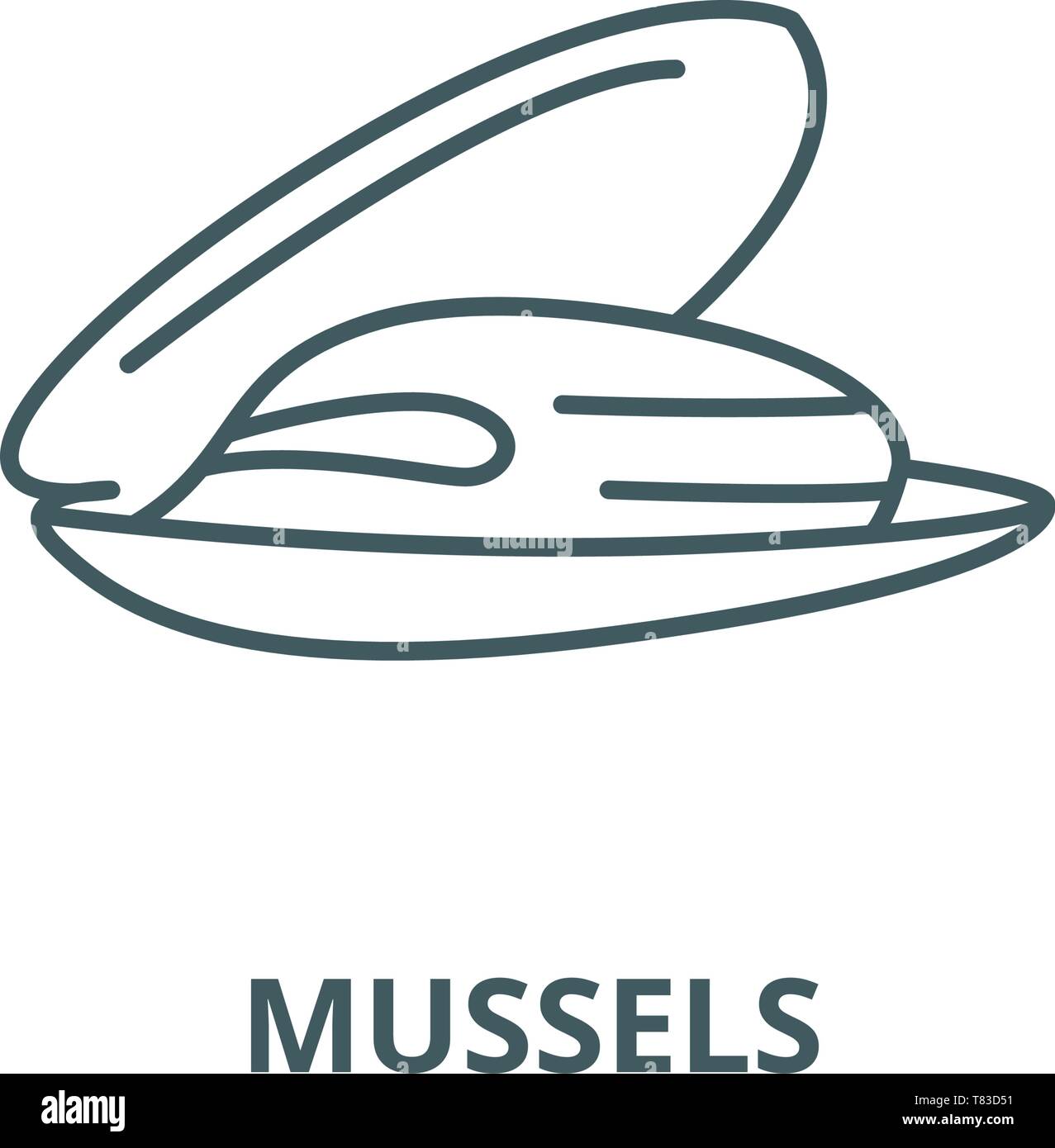 Mussels vector line icon, linear concept, outline sign, symbol Stock ...