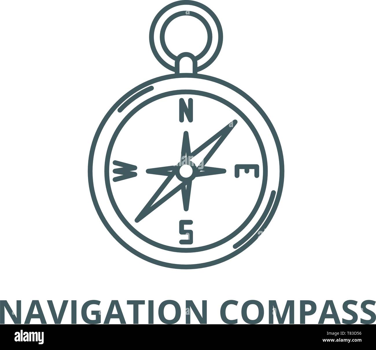 Navigation compass vector line icon, linear concept, outline sign ...